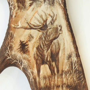 Real Large Moose Sconce with Carvings shows Deers
